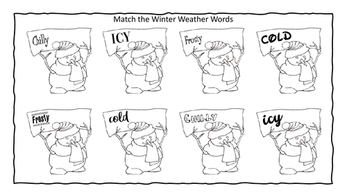 Winter Word Matching Activity Sheets | Teaching Resources