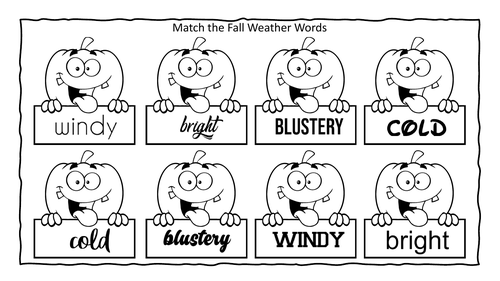 Fall Word Matching Activity Sheets | Teaching Resources