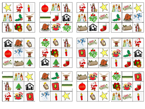 Christmas-themed Bingo Cards (set of 36) with Vocabulary List (French ...