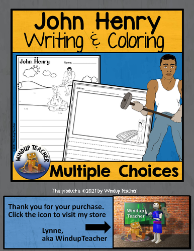 John Henry Writing Paper and Coloring Pages | Teaching Resources