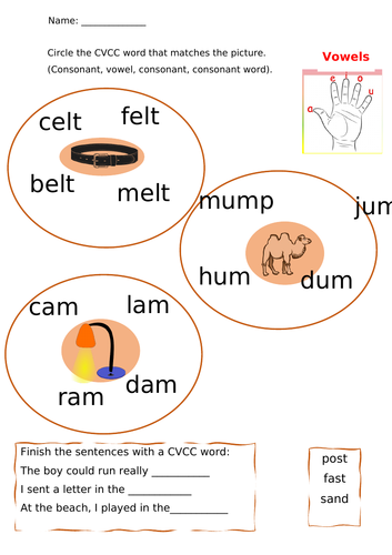 CVCC Words PowerPoint and Worksheet | Teaching Resources
