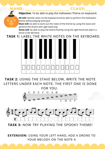 Halloween Theme Keyboard Performance (basic) | Teaching Resources