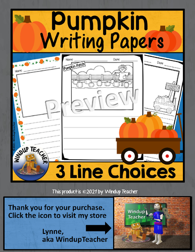 Pumpkin Writing Papers for Fall or Autumn | Teaching Resources