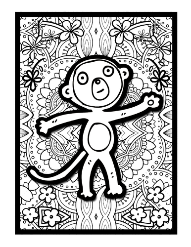 Monkeys Mindfulness Mandala Coloring Pages, Jungle Animals Coloring ...