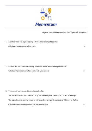 Momentum Homework | Teaching Resources