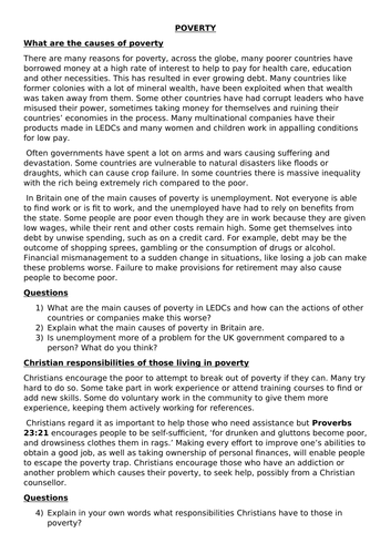 AQA 9-1 RS Poverty | Teaching Resources AQA 9-1 RS Poverty | Teaching Resources