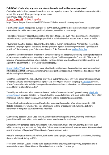 IBDP History: Was Castro an Authoritarian Leader | Teaching Resources