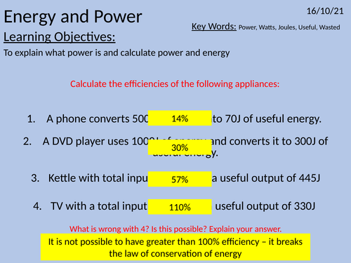 AQA P1 Energy - Whole Topic | Teaching Resources