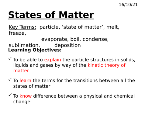 AQA P6 Molecules and Matter - Whole Topic | Teaching Resources