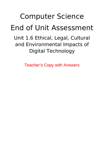 Ethical, Legal, Cultural and Environmental End of Unit Assessment ...
