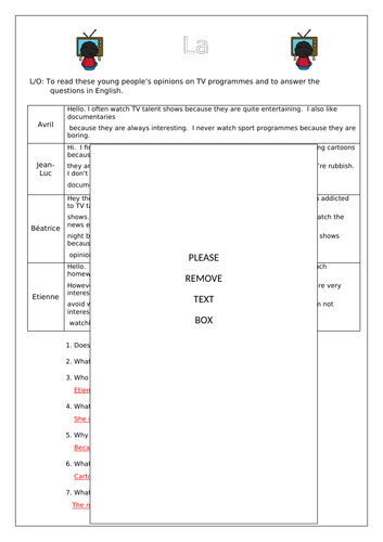 FRENCH - TV, FILM AND CINEMA REVISION | Teaching Resources