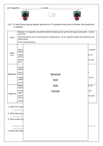 FRENCH - TV, FILM AND CINEMA REVISION | Teaching Resources