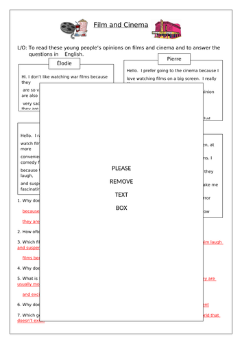 FRENCH - TV, FILM AND CINEMA REVISION | Teaching Resources
