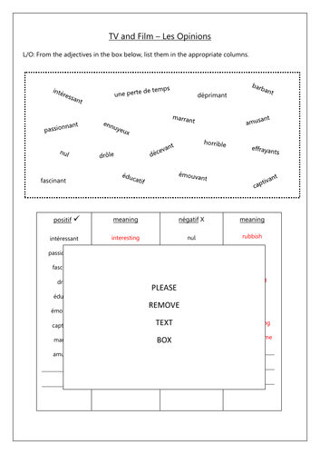 FRENCH - TV, FILM AND CINEMA REVISION | Teaching Resources