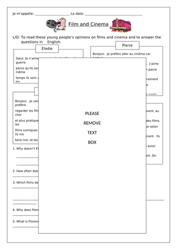 FRENCH - TV, FILM AND CINEMA REVISION | Teaching Resources