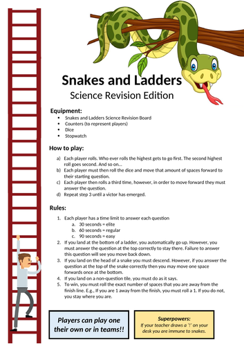 CB1 Revision - Snakes & Ladders | Teaching Resources