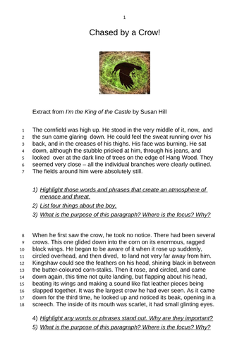 Analysing a Fiction Extract | Teaching Resources