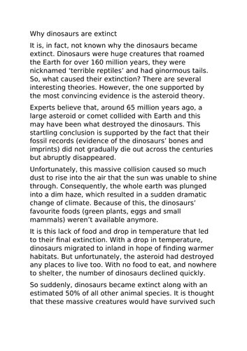 Explanation text talk for writing year 4 why dragons are extinct ...