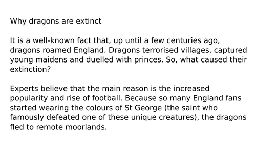 Explanation text talk for writing year 4 why dragons are extinct ...