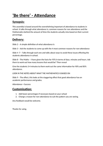 Importance of Attendance assembly | Teaching Resources