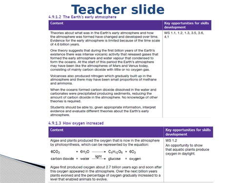 AQA GCSE Chemistry - Earth's Atmosphere | Teaching Resources