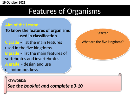 Classification - Biology (I)GCSE: teacher ppt and student google Doc's ...