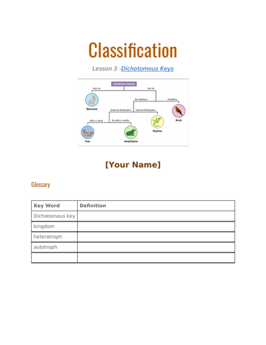 Classification - Biology (I)GCSE: teacher ppt and student google Doc's ...