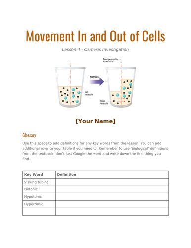 Movement in and out of cells - Biology (I)GCSE: teacher ppt and student ...