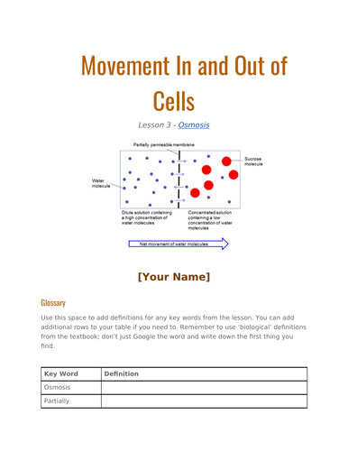 Movement in and out of cells - Biology (I)GCSE: teacher ppt and student ...
