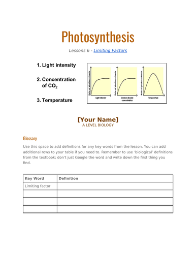 Photosynthesis - Biology A Level: teacher ppt and student google Doc's ...