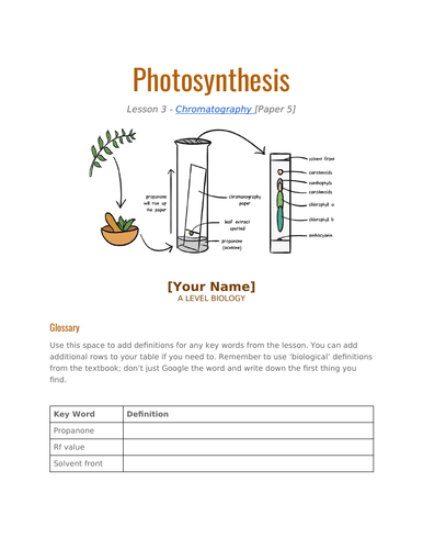 Photosynthesis - Biology A Level: teacher ppt and student google Doc's ...