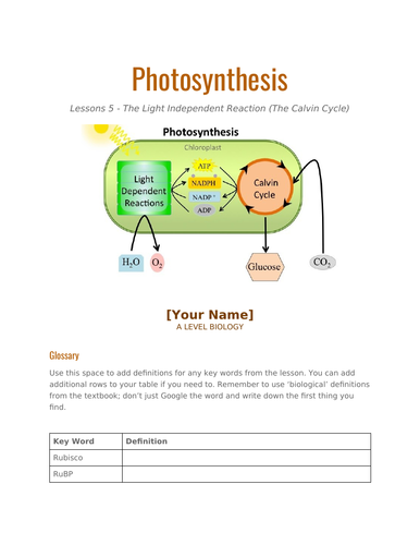 Photosynthesis - Biology A Level: teacher ppt and student google Doc's ...