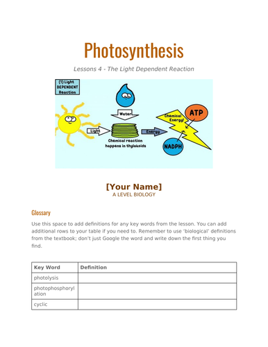 Photosynthesis - Biology A Level: teacher ppt and student google Doc's ...