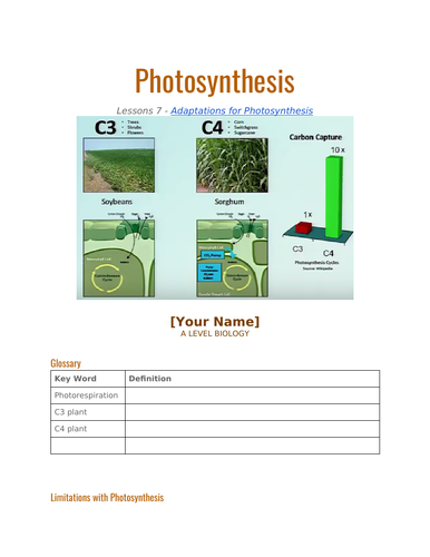 Photosynthesis - Biology A Level: teacher ppt and student google Doc's ...