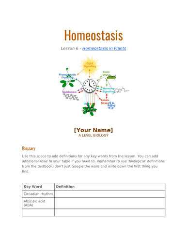 Homeostasis - Biology A Level: teacher ppt and student google Doc's ...