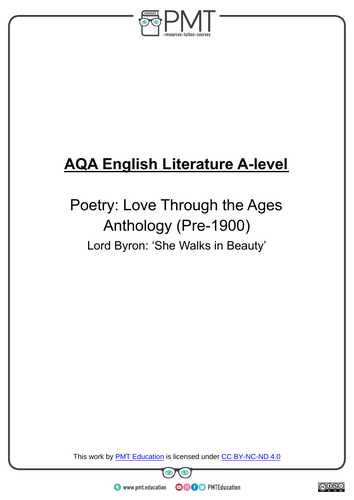 Love Through the Ages Pre-1900 Poetry Anthology - AQA (A) English ...