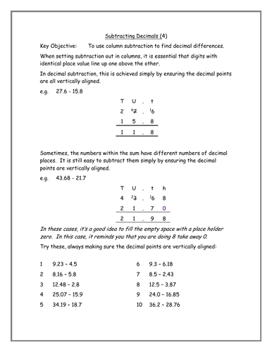 Adding and Subtracting Decimals - instruction and practice | Teaching ...
