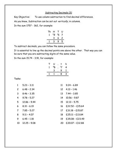 Adding and Subtracting Decimals - instruction and practice | Teaching ...