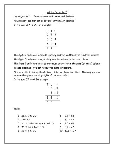 Adding and Subtracting Decimals - instruction and practice | Teaching ...