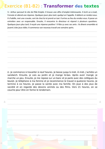 [French B1-B2] Transform two texts into "passé composé" (perfect tense ...