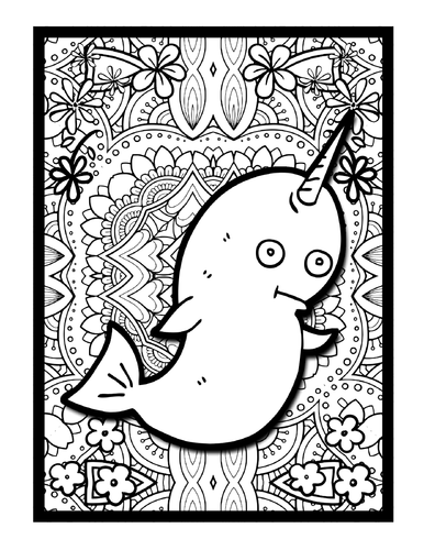 Narwhals Mindfulness Mandala Coloring Pages, Sea Animals Coloring ...
