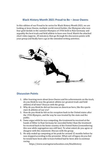 Jesse Owens Black History Month Proud to Be KS3 Complete Lesson Video ...