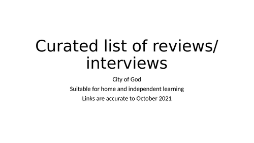 City of God film study cinema verite ethnofiction | Teaching Resources