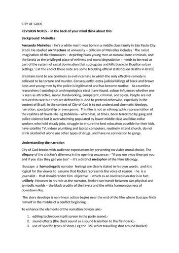 City of God film study cinema verite ethnofiction | Teaching Resources