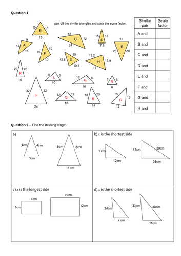 Edexcel GCSE Higher Unit 12 - Similarity & Congruence | Teaching Resources