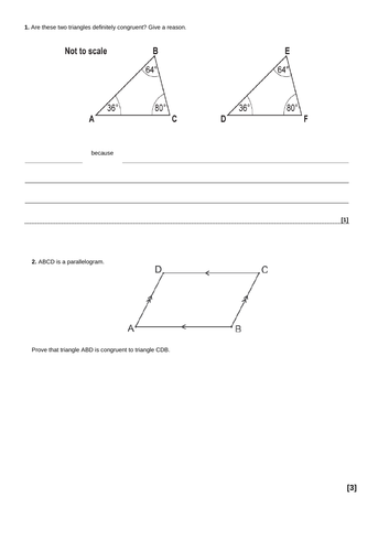 Edexcel GCSE Higher Unit 12 - Similarity & Congruence | Teaching Resources
