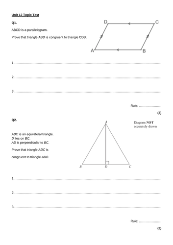 Edexcel GCSE Higher Unit 12 - Similarity & Congruence | Teaching Resources