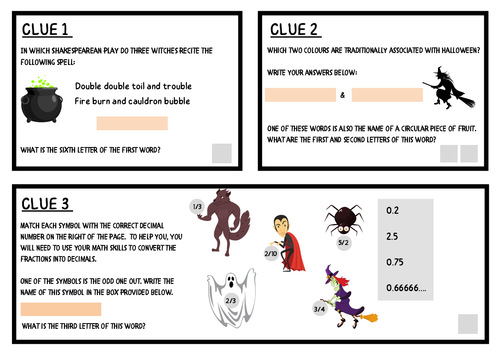 Halloween Escape Room Game Quiz . KS3 Secondary Clues /Quiz English ...