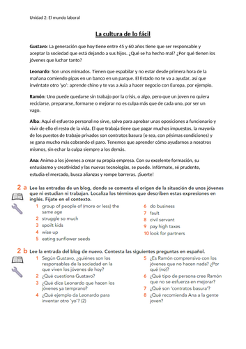 El mundo laboral | Teaching Resources