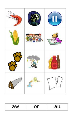 Phonics or aw au sorting activity | Teaching Resources